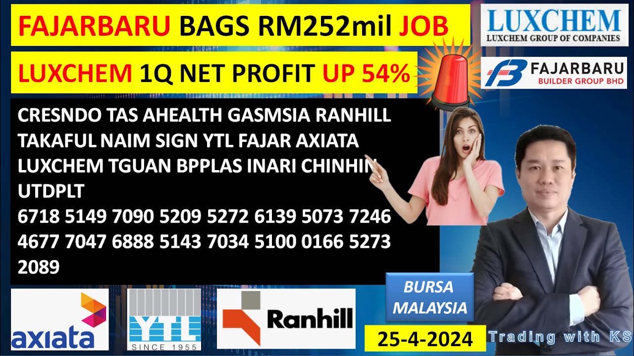 Daily KLSE BURSA UPDATE - 25-4-2024💥FAJARBARU BAGS RM252mil JOB💥LUXCHEM ...