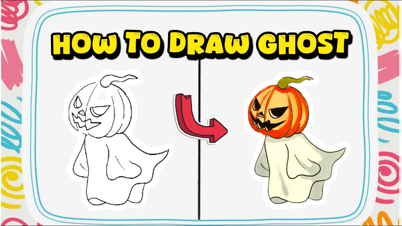 How to Draw a Ghost – Halloween Drawing Tutorial with Colors - YouTube