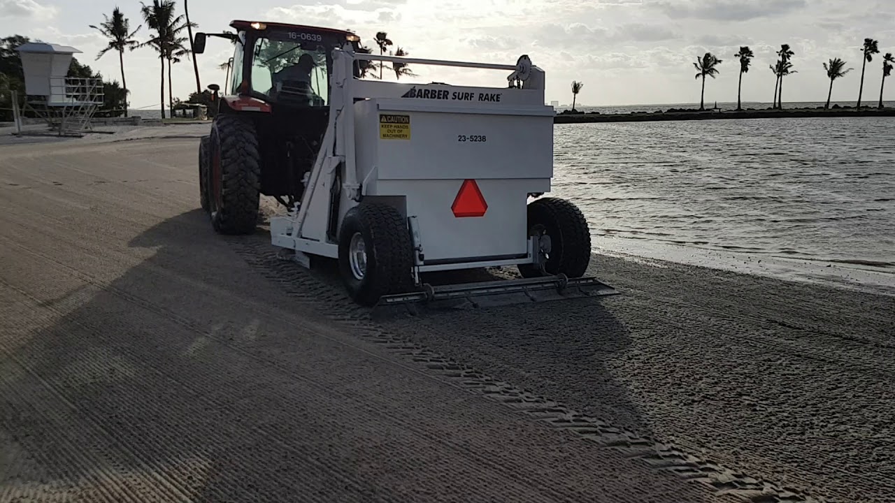 Barber surf rake cleaning beach - YouTube
