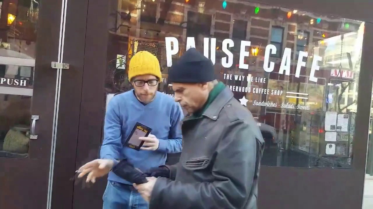 Barak Heymann attempts to hand out Mr. Gaga flyers in New York - YouTube