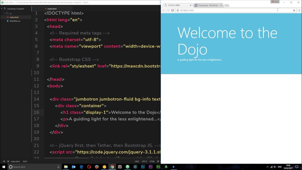 Bootstrap 4 Tutorial #8 - Utilities and Typography - YouTube