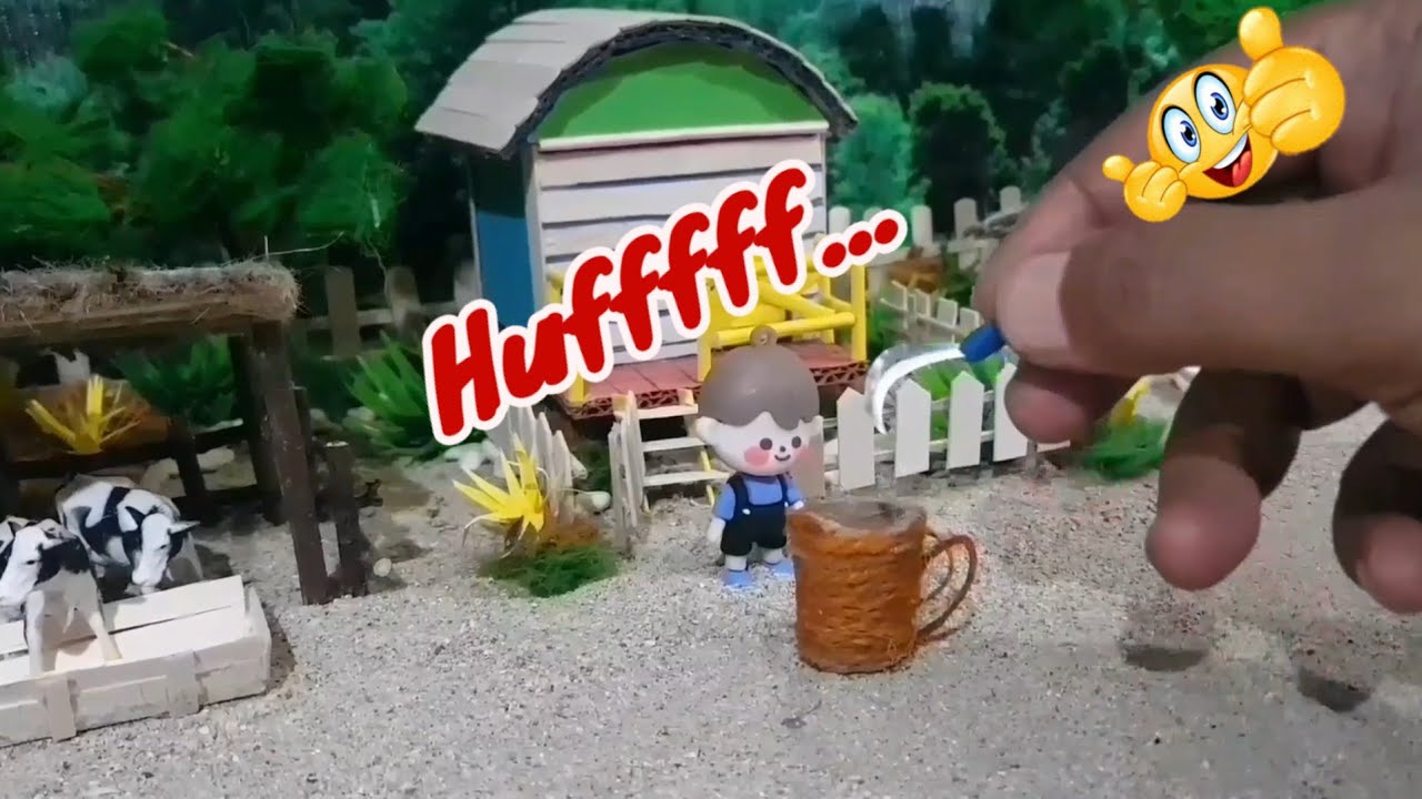 DIY Farm diorama with mini house mini land for cows sheeps and goats ...
