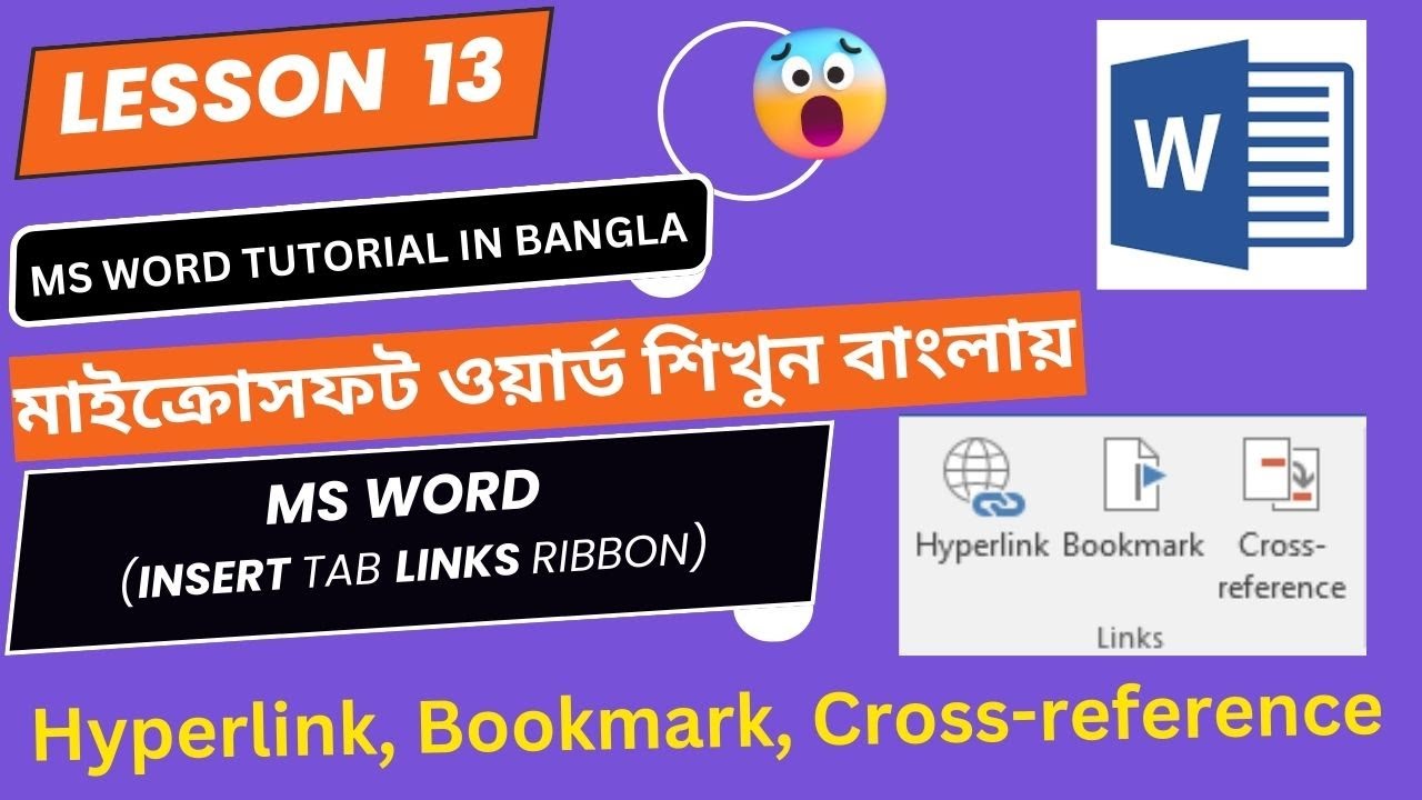 Insert Tab Links Ribbon Hyperlink Bookmark Cross Reference Ms Word Tutorial Bangla Lesson