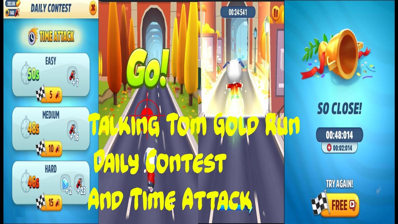 Talking Tom Gold Run Daily Contest ; Time Attack For Race. - YouTube