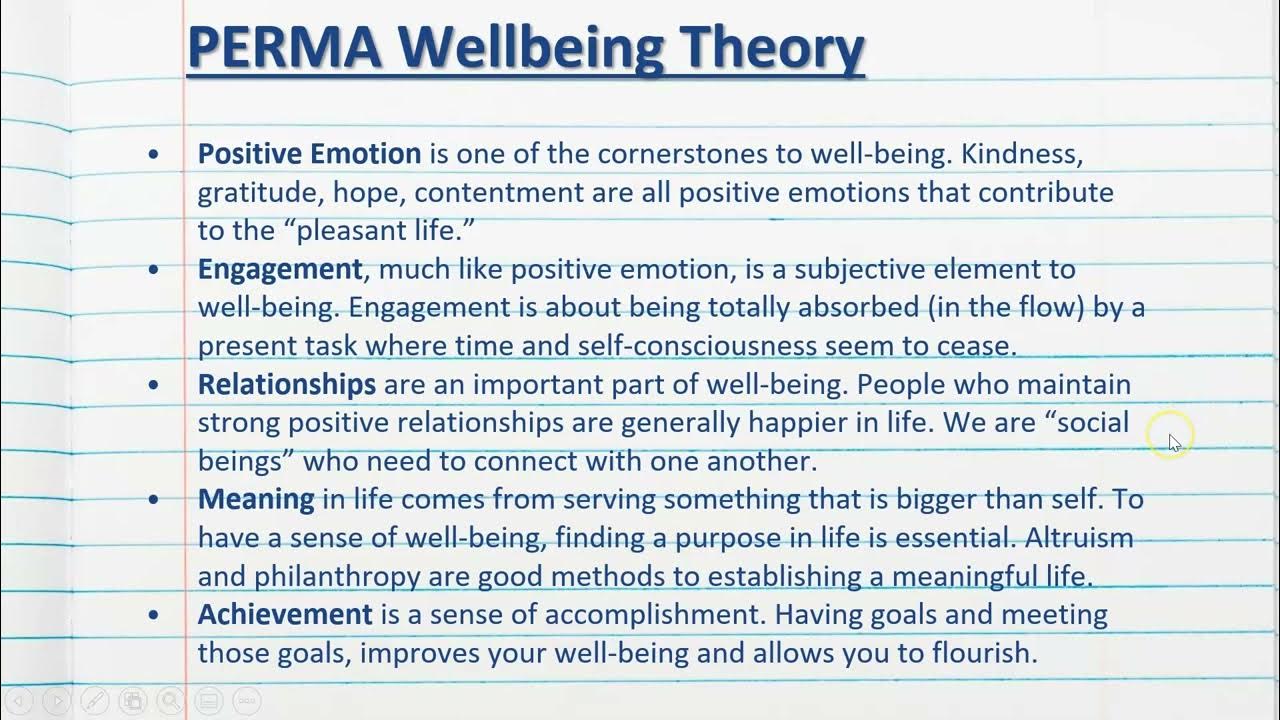 PERMA Model of Wellbeing - Psychological Wellbeing - Stage 1 Psychology - YouTube