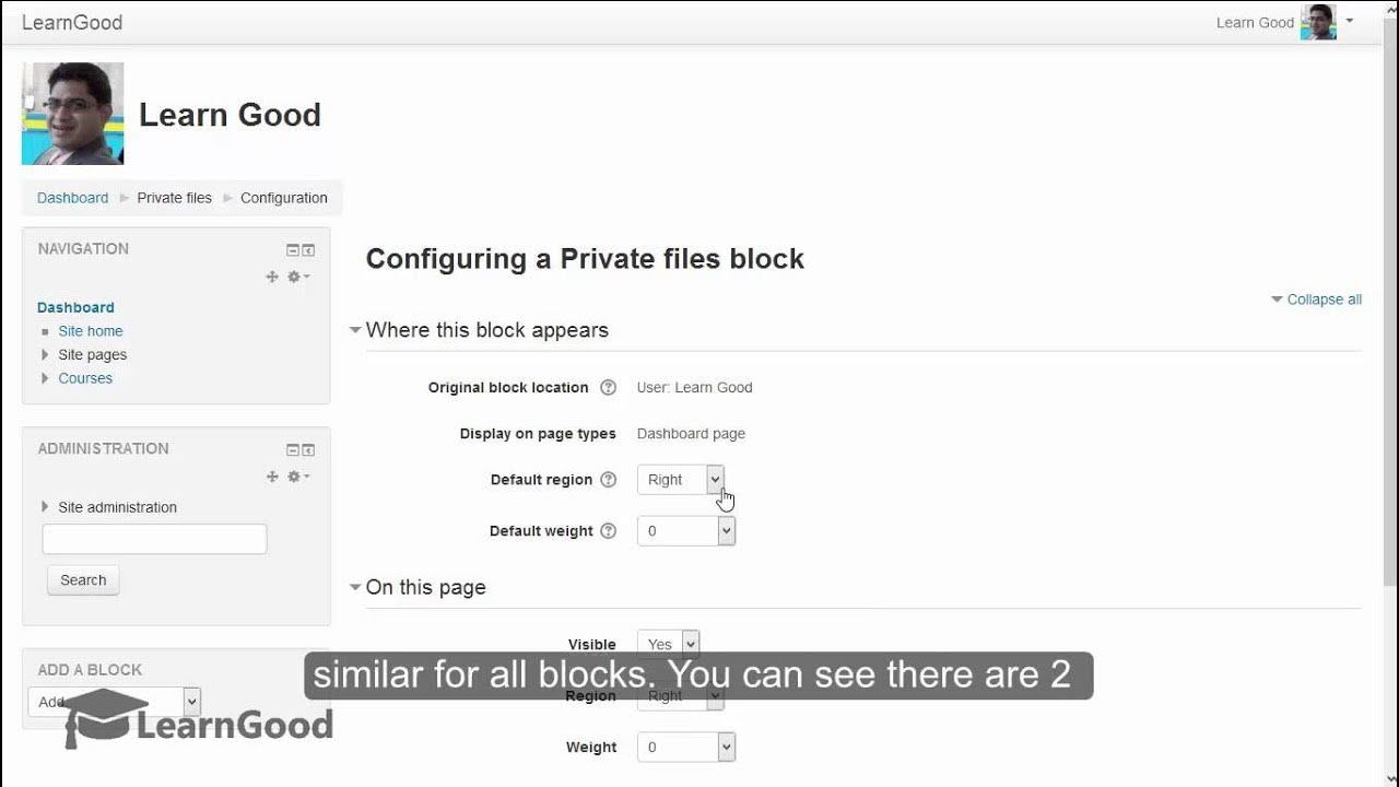 Moodle Administration Tutorial - IMPT Customize Blocks and Dashboards BASICS - YouTube