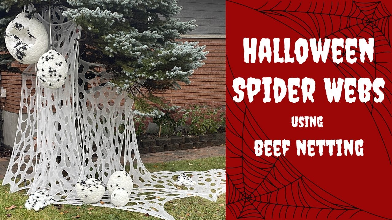 Halloween Spider Webs using Beef Netting - YouTube
