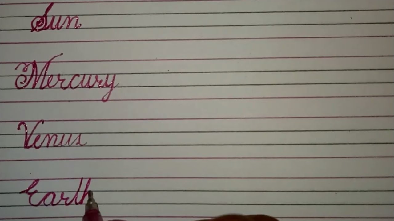 How to write Planets name in cursive handwriting | कर्सिव हैंड राइटिंग ...