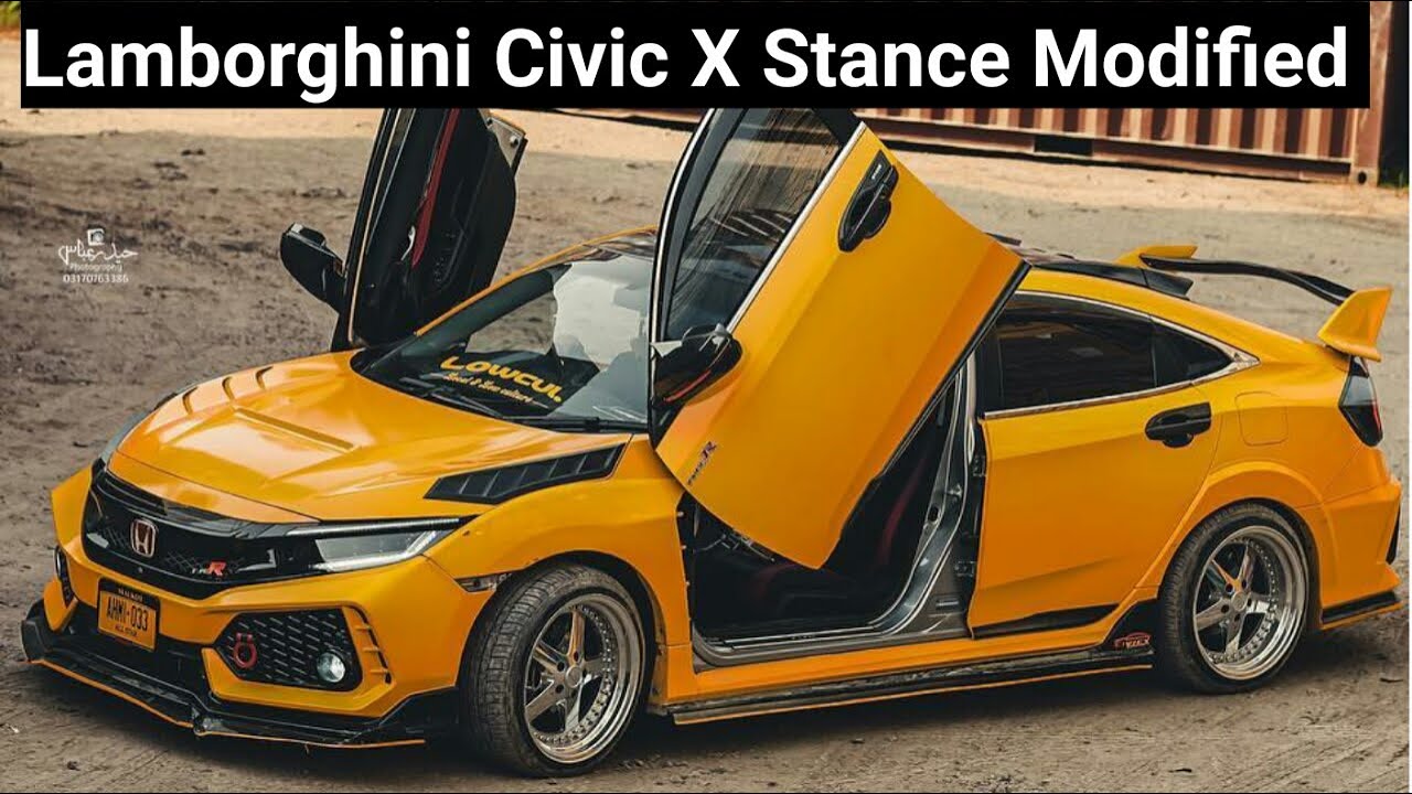 Lamborghini Honda Civic X | Stance Modified | Yellow Beauty | Cars Hunt ...