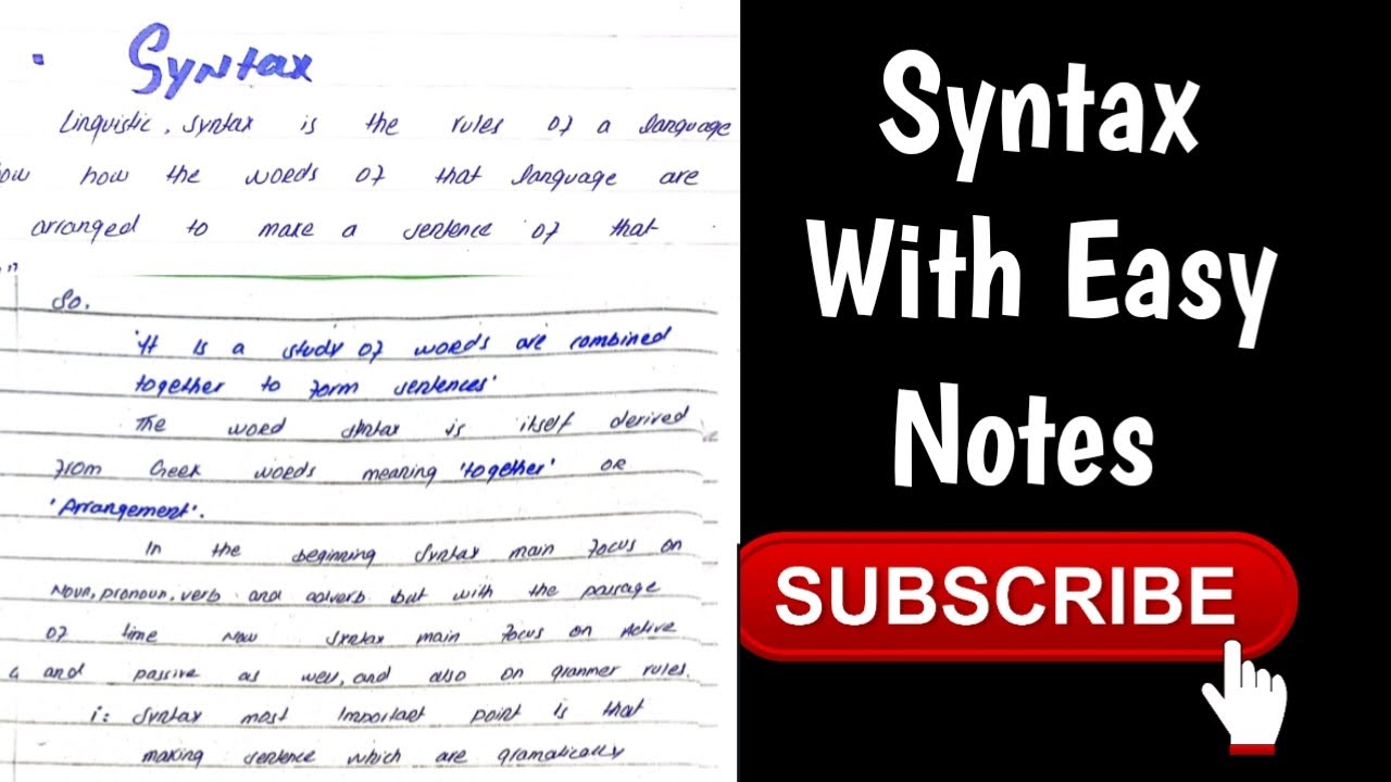 Syntax in Linguistics With easy Notes - YouTube