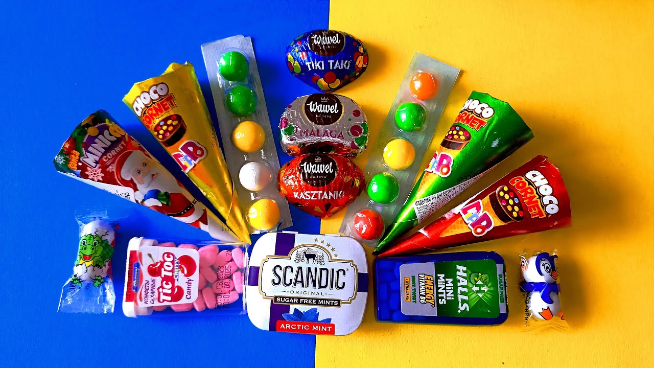 ASMR Sweets/ Opening chewable candies Rainbow, a DipPo cone, Dragees ...