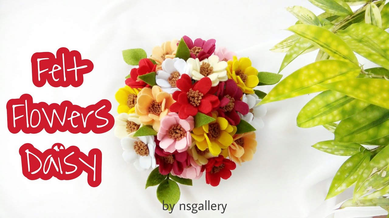 DIY How to make Felt Flowers DAISY | Cara membuat bunga daisy dari ...