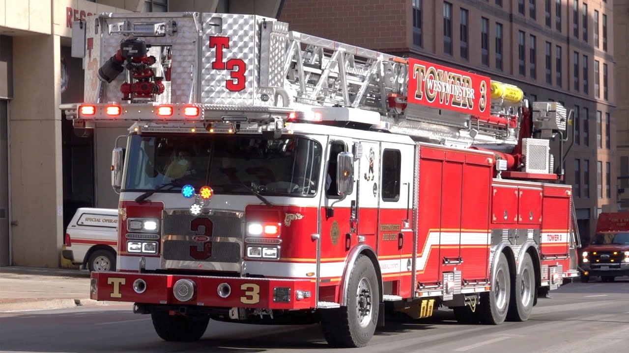 Westminster Fire Department Tower 3 Responding - YouTube