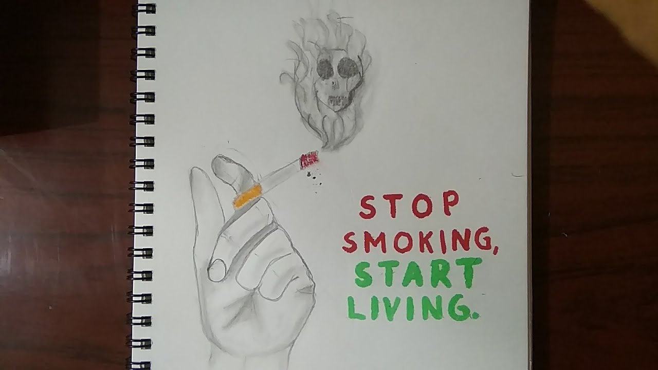 Amazing Pencil Sketch On Avoid Smoking | Message On Stop Smoking | Art ...