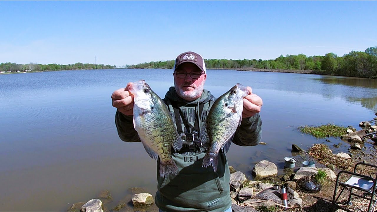 Spring Crappie fishing from the bank catch and cook - YouTube