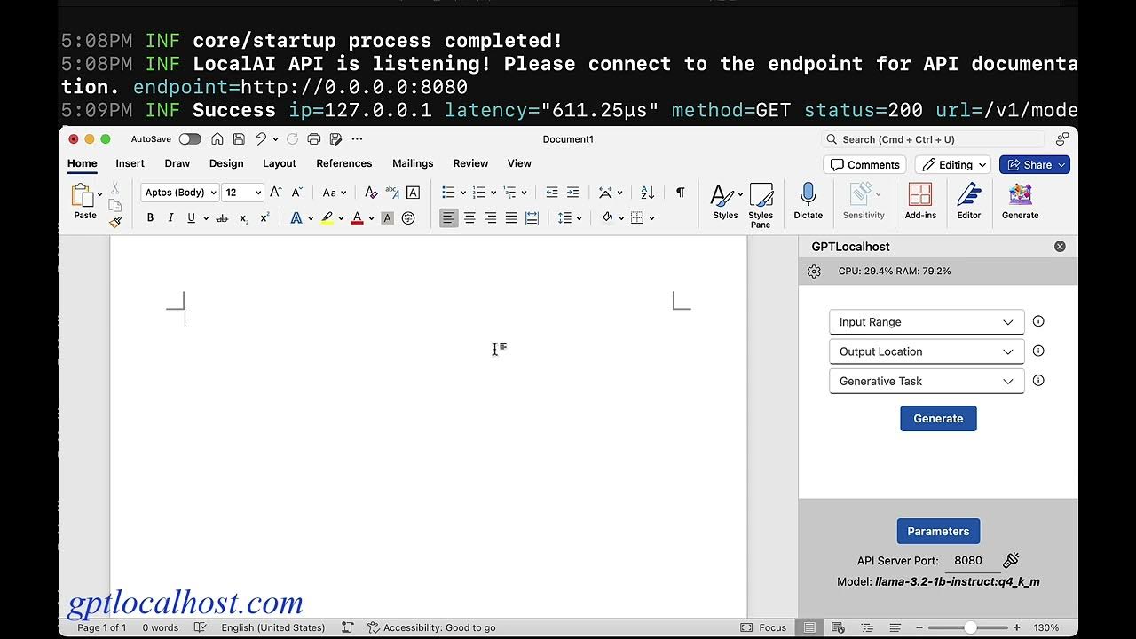 GPTLocalhost (Word Add-in) + LocalAI: a local alternative to "Copilot in Word" - YouTube