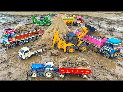 Jcb tractor video | JCB 4*4 5CX fully loading Sand tata dumper truck 2518 | jcb cartoon | AJ TOYS