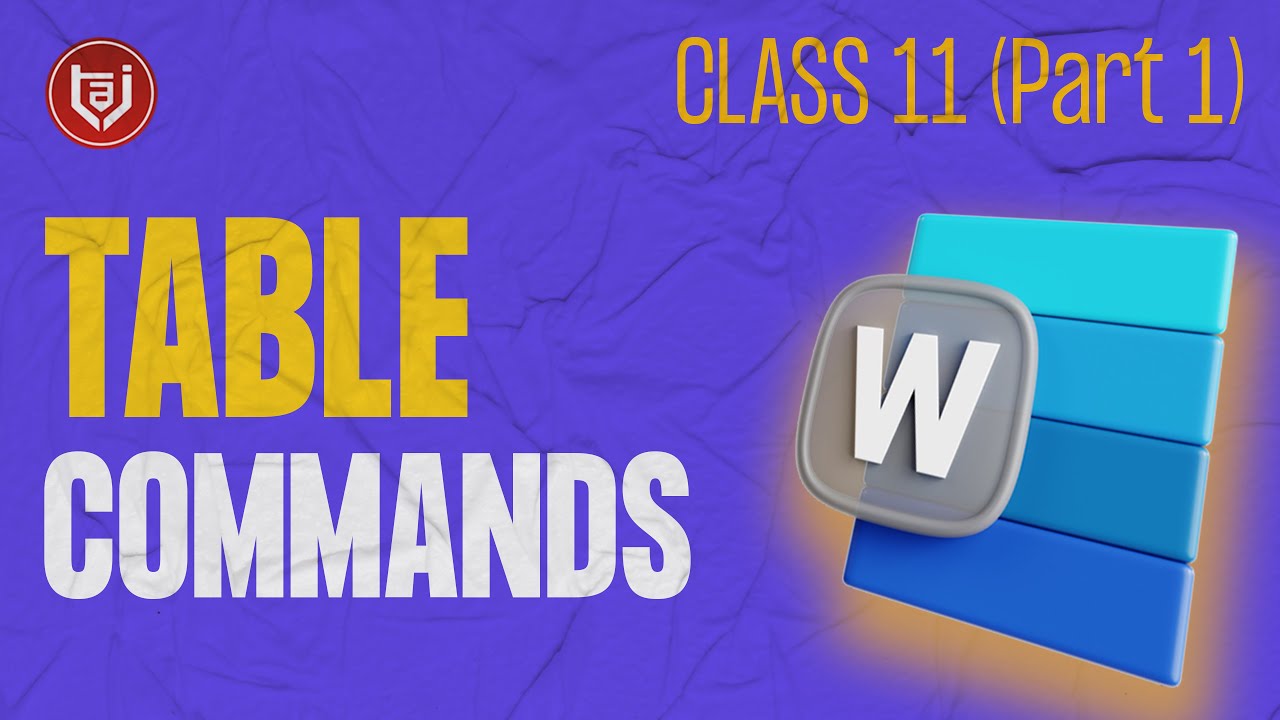 Class-11 (Part 1) | Table Commands | Microsoft Word | Online DIT Course ...