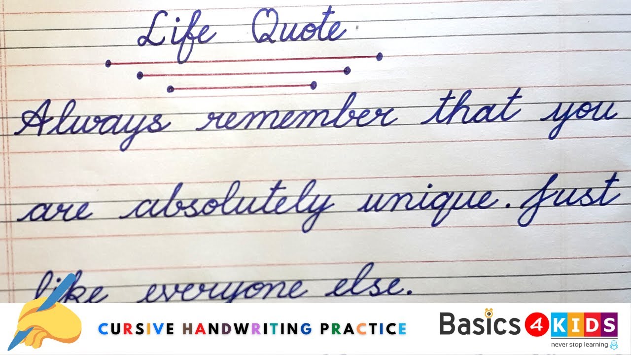 Cursive Handwriting Practice | Life Quote | How to Write Cursive ...