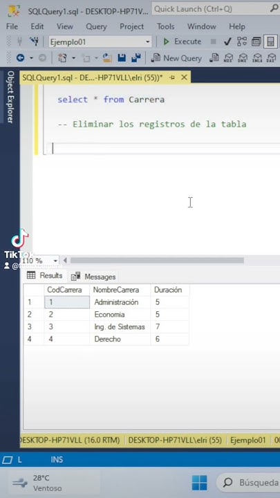 Eliminar todos los registros de una tabla en SQL Server #sql # ...