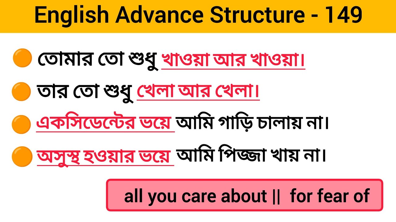Advance Structure Class - 149 || Daily Use Advance English Structures ...