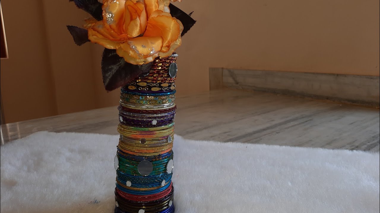 DIY Flower Vase Using Waste Bangles/ Bangle Craft / Jesi Handicraft ...