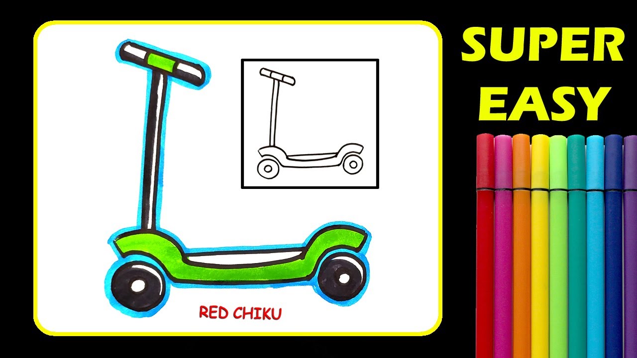 How To Draw A Scooter Easy || Step By Step - YouTube