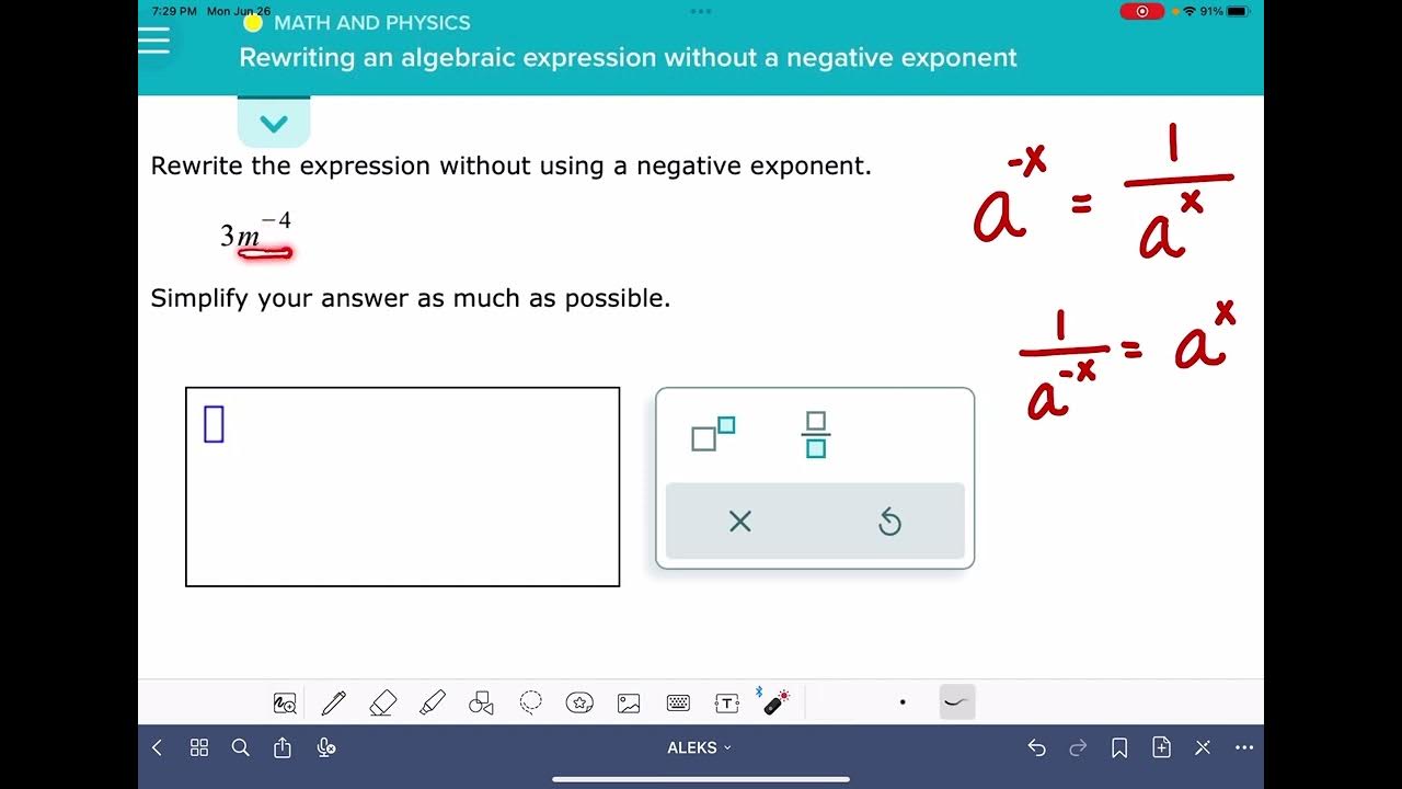 ALEKS Rewriting An Algebraic Expression Without A Negative Exponent aleks-rewriting-an-algebraic-expression-without-a-negative-exponent