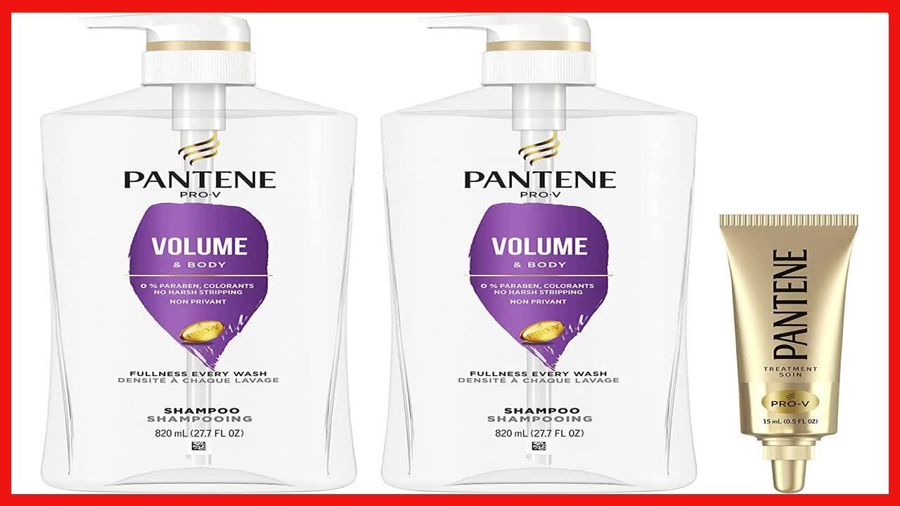 Pantene Shampoo Twin Pack with Hair Treatment, Volume & Body for Fine ...