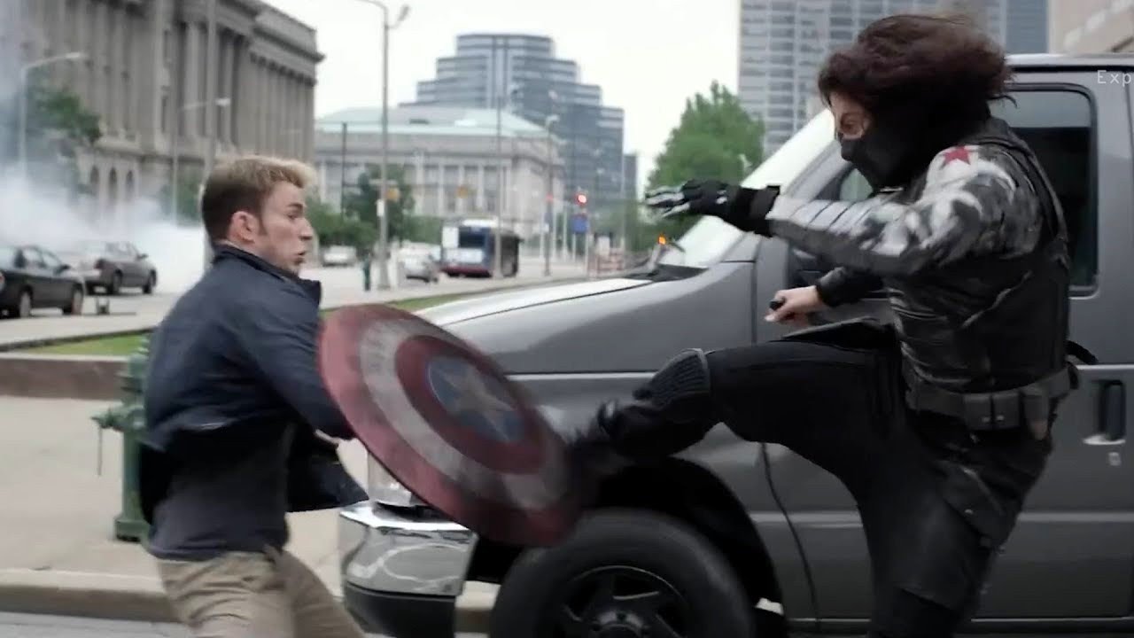 Highway Fight Scene | Captain America: The Winter Soldier (2014) Movie ...