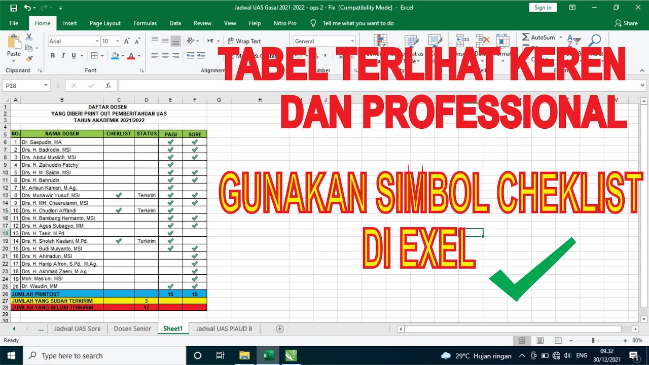 Cara Membuat Simbol Cheklist di Exel - YouTube