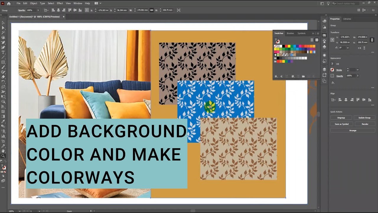 Add background color in seamless pattern and make colorways. Part-3 ...