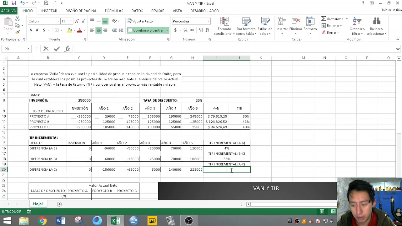 Proyectos de Inversión-VAN y TIR-EXCEL - YouTube