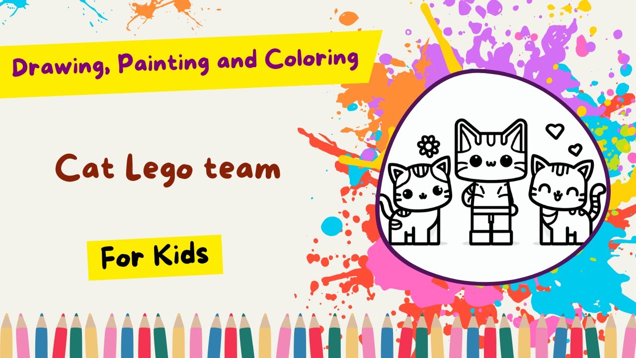 Cat Lego team drawing and coloring for kids | 🎨 Drawing lessons 38 ...