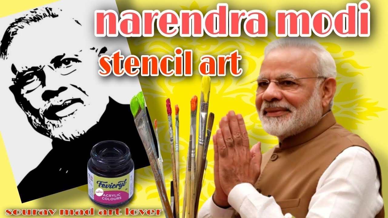 how to paint Narendra modi stencil art ,birthday special #narendramodi ...