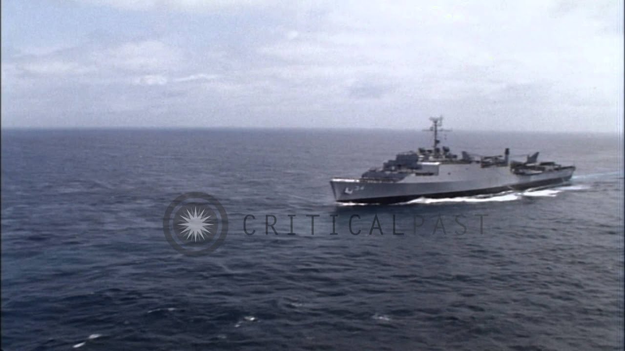 USS Hermitage, USS Liddle and USS Ruchamkin underway in columns in the ...