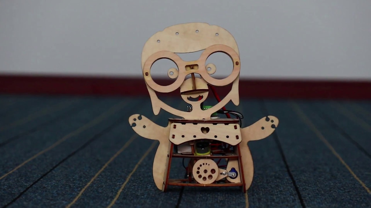 LASER CUT WOBBLY PENGUIN made with DROBOT ROMEO BLE MINI - YouTube