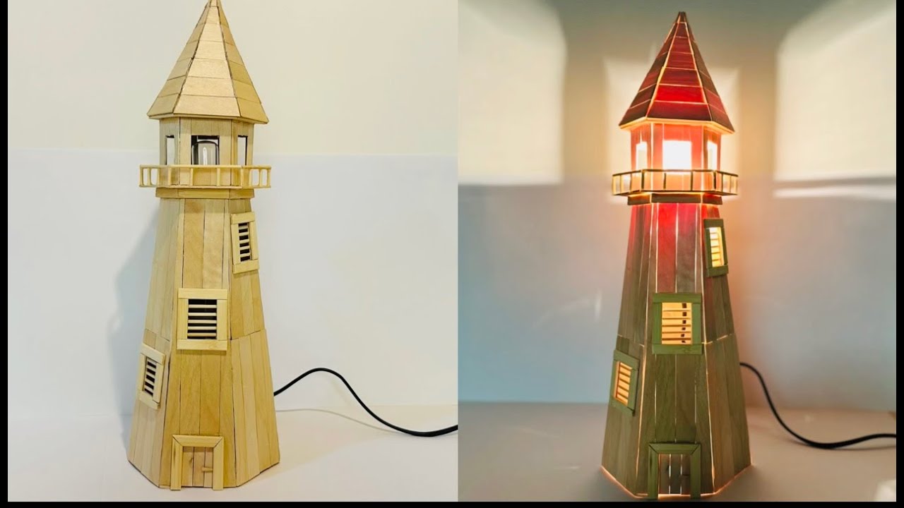 How to make ice cream stick Lighthouse 🏠 DIY lighthouse ( dondurma ...