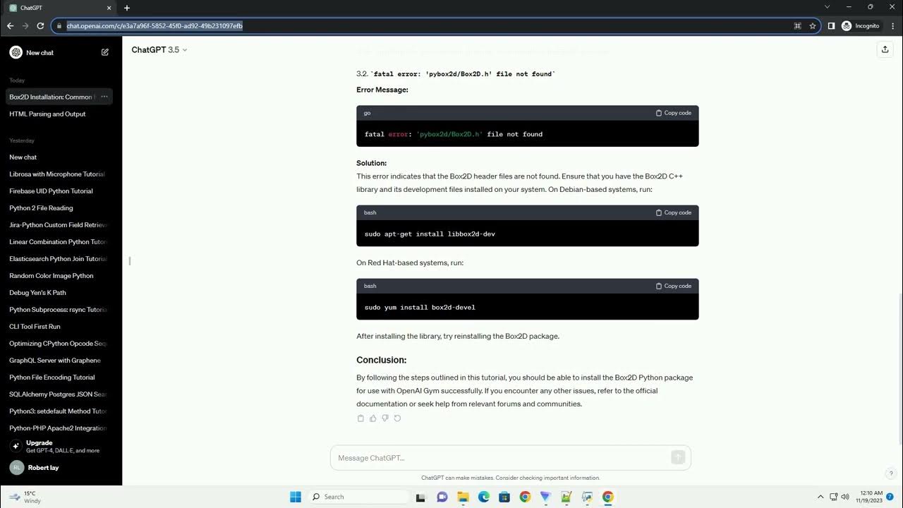 Error While Installing Box2d Python Package For Use With Openai Gym Youtube