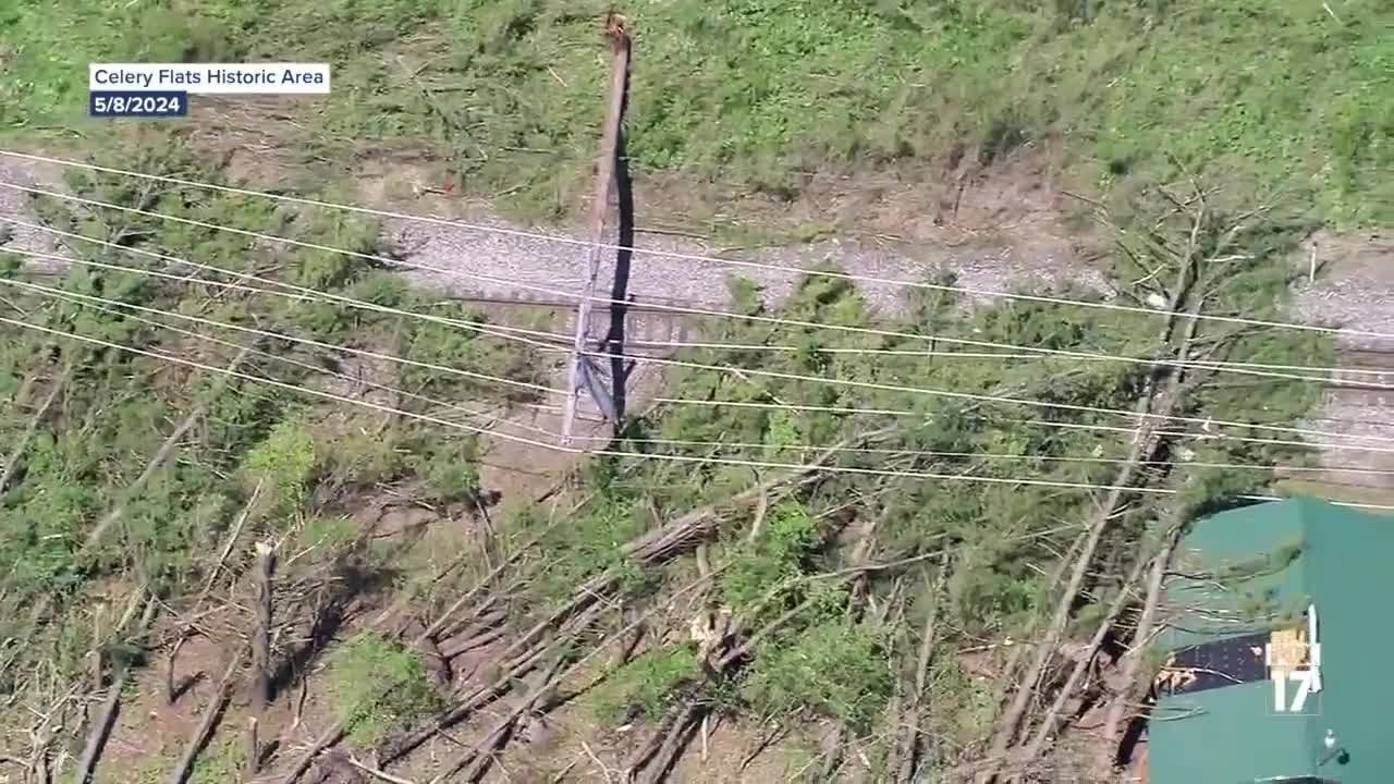Helicopter video of tornado damage near Celery Flats - YouTube