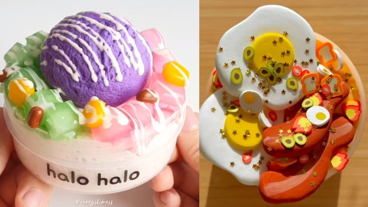 Best Ever Satisfying/ASMR/relaxing Mixing Clay Into slime compilation ...