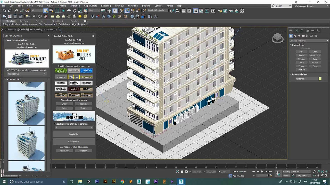 scanline 2018 low poly city builder 3d max - YouTube