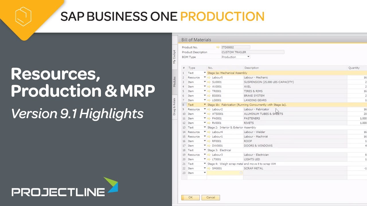 Resources, Production & MRP | SAP Business One 9.1 Highlights - YouTube
