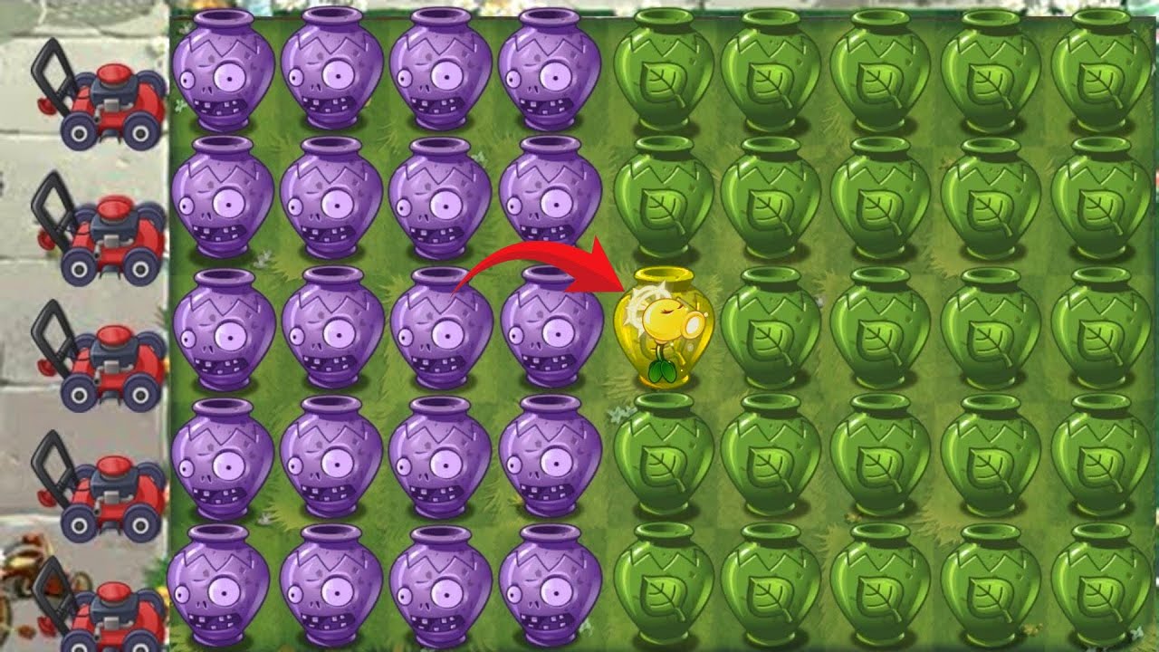 PvZ2 MiniGame - New Solar Pea & All Pea Vs All Zombies in Vasebreaker ...