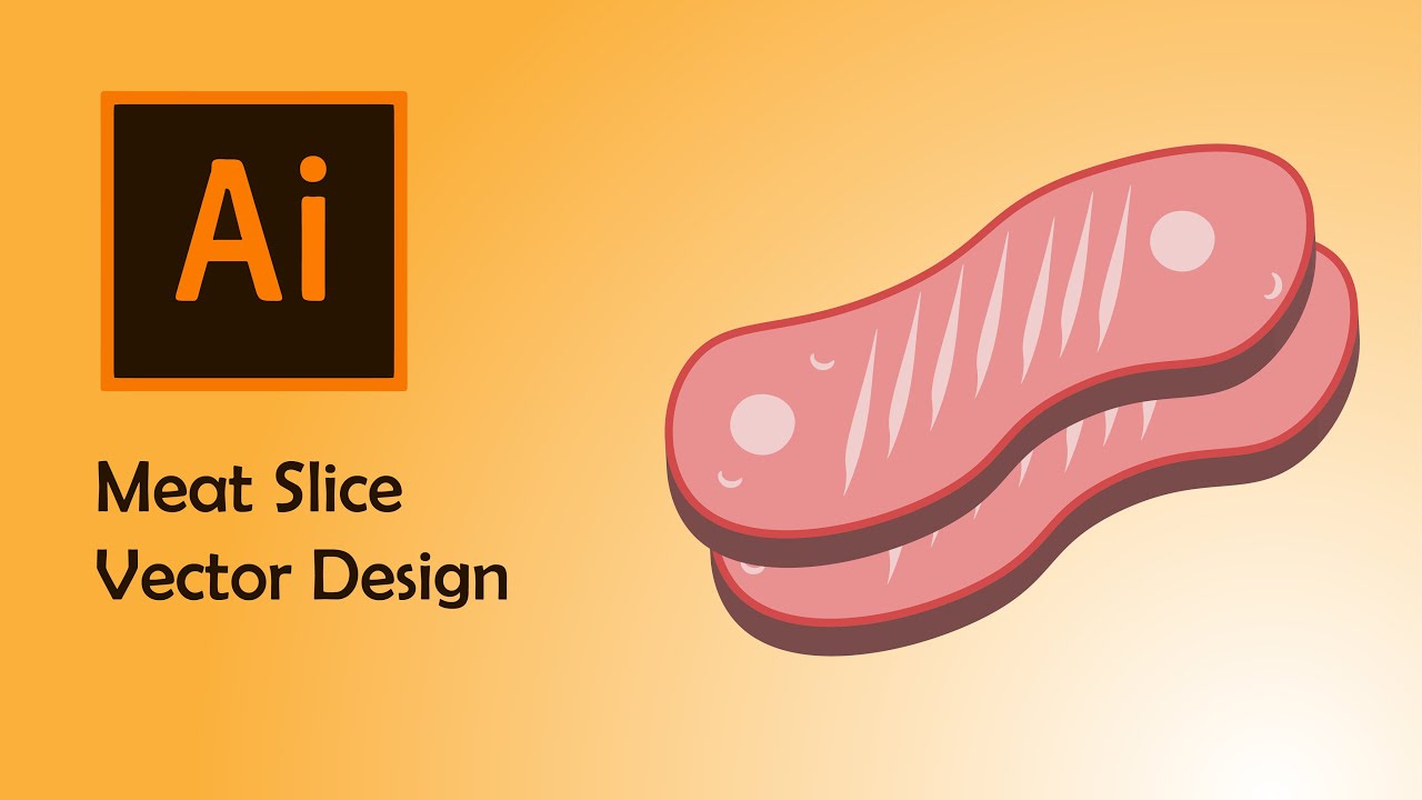 3D vector design || How to Draw a Meat Slice Vector using adobe tools ...