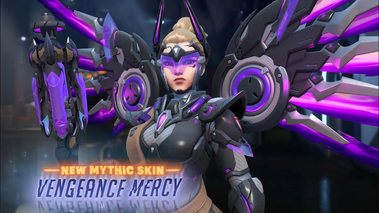 overwatch 2 mercy purple mythic skin 😊 gold lobby - YouTube