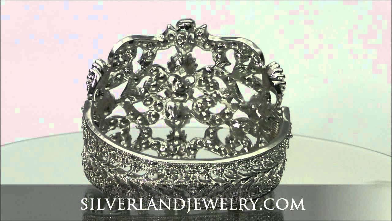 Marion CZ Cuff Silver Bracelet - YouTube