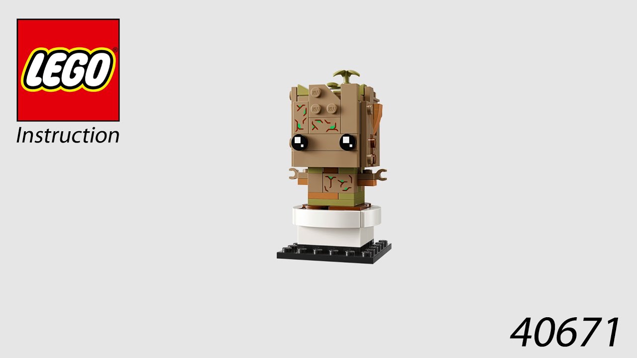 LEGO Instruction - BrickHeadz - 40671 - Potted Groot - YouTube