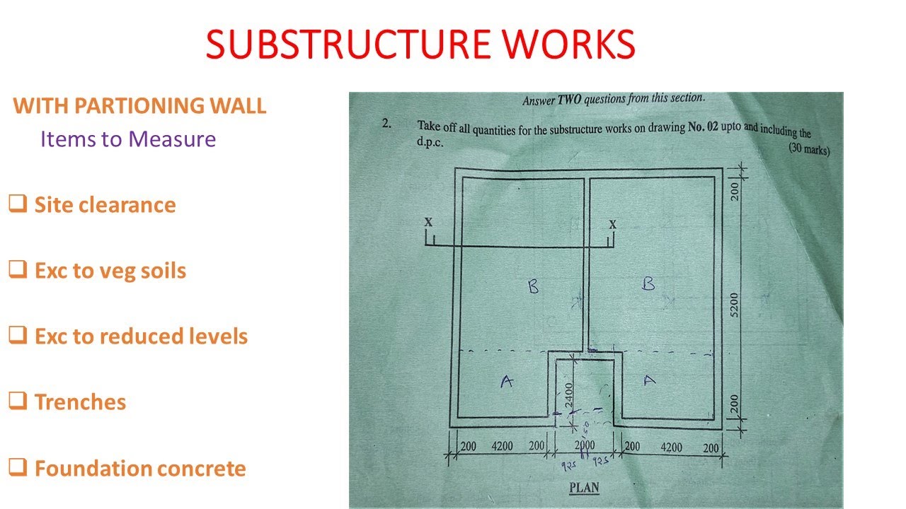 Taking Off Quantities of Substructure works with Partitioning wall ...