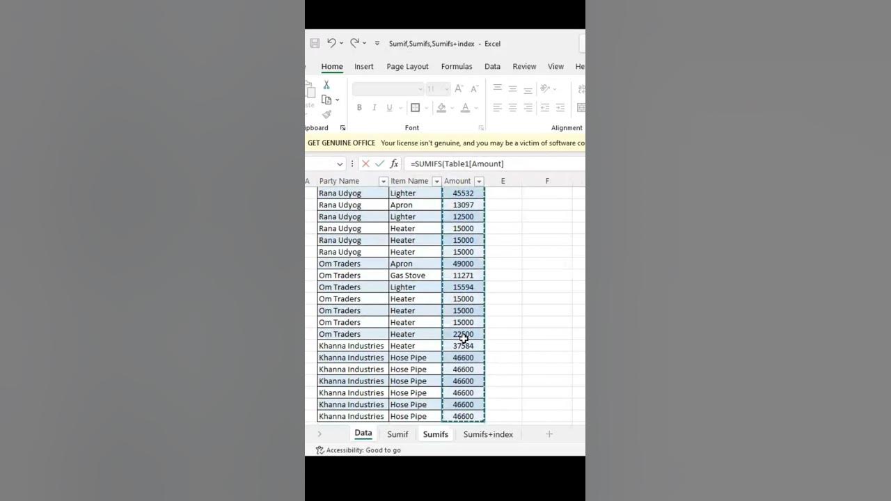 Unique and Sumifs Formula in Ms Excel #excel #reels #excelworld #msexcel #tutorial #exceltech ...